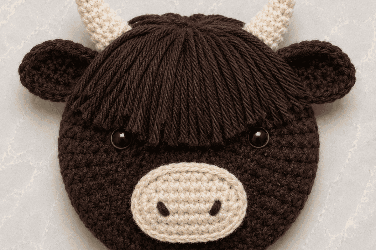 Highland Cow Coaster Crochet Pattern - Fun Crochet Patterns